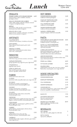 Gran Paradiso » Lunch Menu